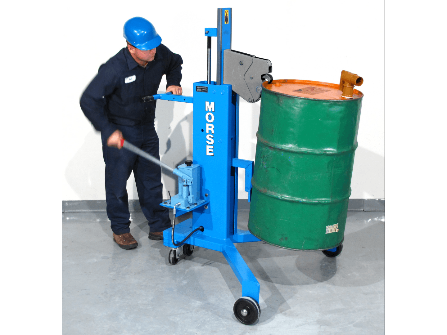 Morse 82HM-124 drum-lifter/palletizer, rimmed drum, air power lift ...